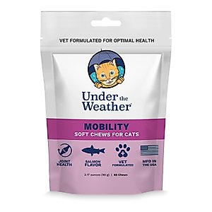 Under The Weather Pet Mobility Chews for Cats | Helps in Preventing Joint Issues | for Aging Cats Becoming Less Active | 60 Star Shaped Soft Chews