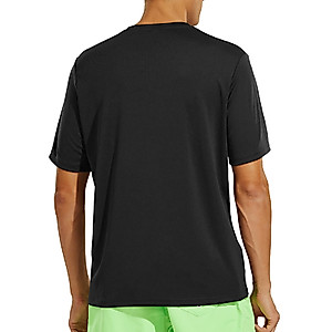 MIER Men's Dry-Fit Workout Tshirts Moisture Wicking Active Athletic Performance V-Neck T-Shirt Polyester Tee Black, L