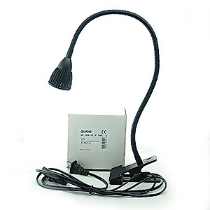 QUANS 5W 3 Colors LED COB Clip on Light Black 19.68 INCH 50 CM Tube Desk Flexible Table Bed Lamp Work Home Design Lighting 110V 220V 85-265VAC with US Plug Switch on Off 500LM (Black)