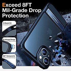 TORRAS MarsClimber Designed for iPhone 14 Plus Case, [3 Stand Ways Kickstand] [8 FT Military Shockproof Protection] Translucent Matte Slim Phone Case for iPhone 14 Plus Phone Case, Chimney Black