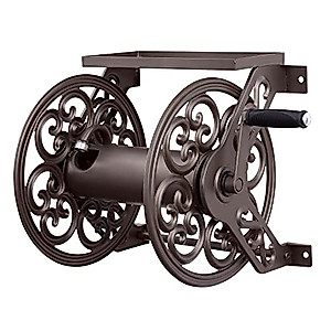 Liberty Garden Products 708 Steel Decorative Wall Mount Garden Hose Reel, Holds 125-Feet of 5/8-Inch Hose - Bronze