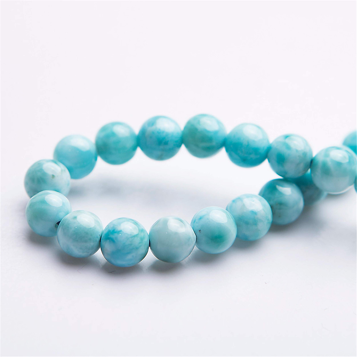 Wholesale 7mm Natural Blue Larimar Gemstone Crystal Round Bead Stretch Bracelet AAAAA