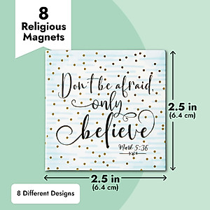 Pipilo Press 8 Pack Inspirational Bible Verse Magnets for Fridge, Christian Office Decor, Scripture Gifts (2.5 in)