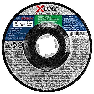 BOSCH GWX27M500 5 In. x 1/4 In. X-LOCK Masonry Grinding Abrasive Wheel 30 Grit Compatible with 7/8 In. Arbor Type 27 for Applications in Masonry Grinding