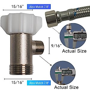 Bidet T Adapter - T Valve Adapter for Bidet, 3 Way Adapter or Tee Connector, Made of Brass (15/16″ x 15/16″ x 9/16″ or 7/8″ x 7/8″ x 3/8″) Thread Code 15/16"-14UNS, Thread Branch 9/16"