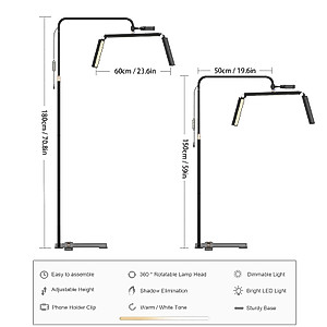 MYSWEETY Lash Light for Eyelash Extensions, 36'' Foldable Half Moon Light Lamp, LED Eyelash Floor Lamp, Estheticians Light with Phone Holder, Lash Light for Eyelash Tech, Tattoo, Makeup, Nails