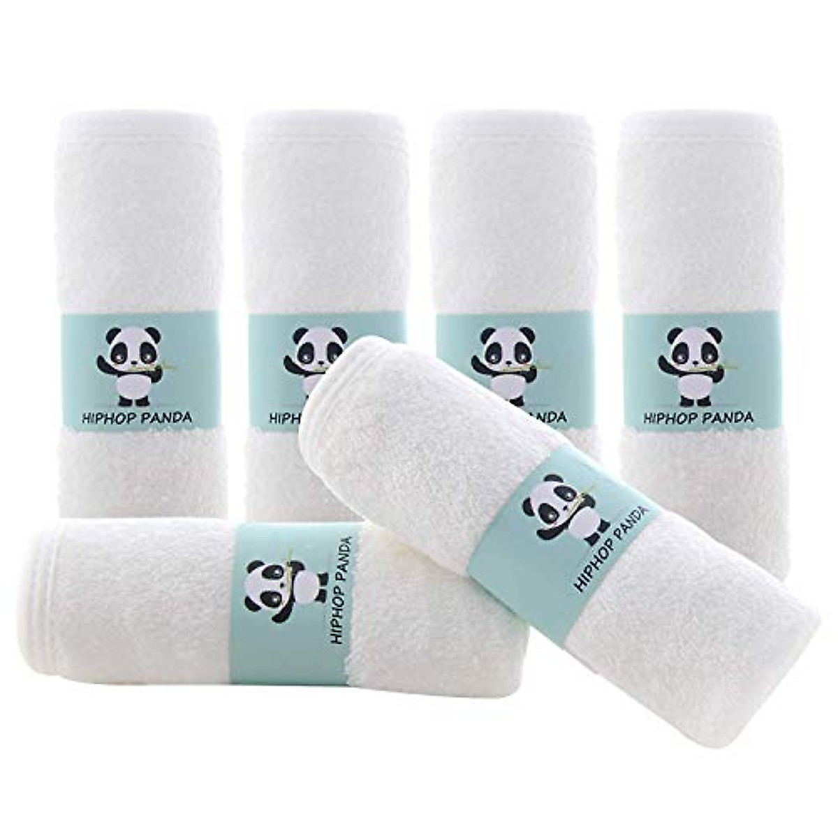 HIPHOP PANDA Bamboo Baby Washcloths - 2 Layer Soft Absorbent Newborn Bath Face Towel - Natural Baby Wipes for Delicate Skin - Baby Registry as Shower(6 Pack)