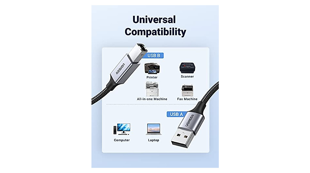 UGREEN USB A to B Printer Cable – Fast, Durable & Universal