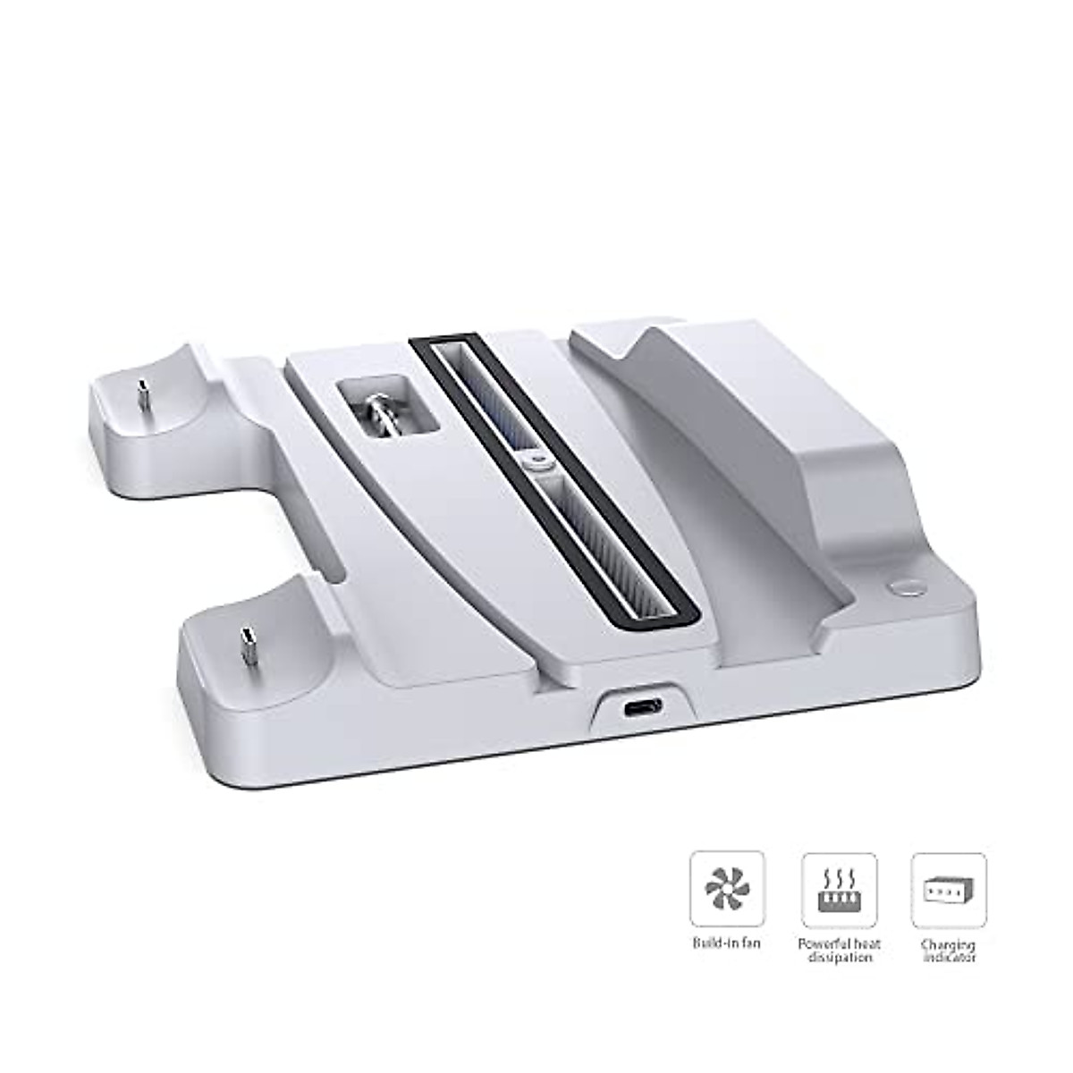 PS5 Vertical Stand with 3 Cooling Fan and Dual Controller Charger Station for Playstation 5 PS5 Digital/Disc Edition Console with 1 Type-C to Type-C Charging Cable