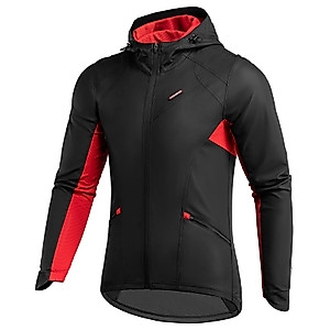 ROCKBROS Winter Cycling Jacket for Men Windproof Thermal Breathable Running Windbreaker Cycling Clothing Black