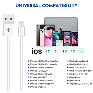 iPhone Charger, 2Pack 10FT Extra Long【Apple MFi Certified】 iPhone Charging Lightning Cable Fast Transfer Cord with USB Wall Apple Chargers Travel Plug Adapter for iPhone 13/12/11/SE 2020/X/XR/8/7