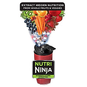 Ninja BL455_30 Nutri Professional Personal Blender Bonus Set with 3-Sip & Seal Single Serves(12, 18, and 24 oz. Cups) & 75-Recipe Cookbook, Stainless Steel/Black