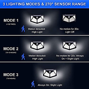Solar Lights Outdoor 6 Pack, 100LED/3 Modes 270° Lighting Angle Motion Sensor Security Lights, IP65 Waterproof Wall Lights Solar Powered, Bright for Backyard Garden Fence Patio Front Door