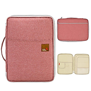 mygreen Multi-functional A4 Document Bags Portfolio Organizer-Waterproof Travel Pouch Zippered Case for Ipads, Notebooks Documents (Salmon Pink)