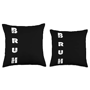 LOUPUS 24/7 Bruh Meme Funny Saying Brother Greeting Men Teens Boys Bro Throw Pillow, 16x16, Multicolor