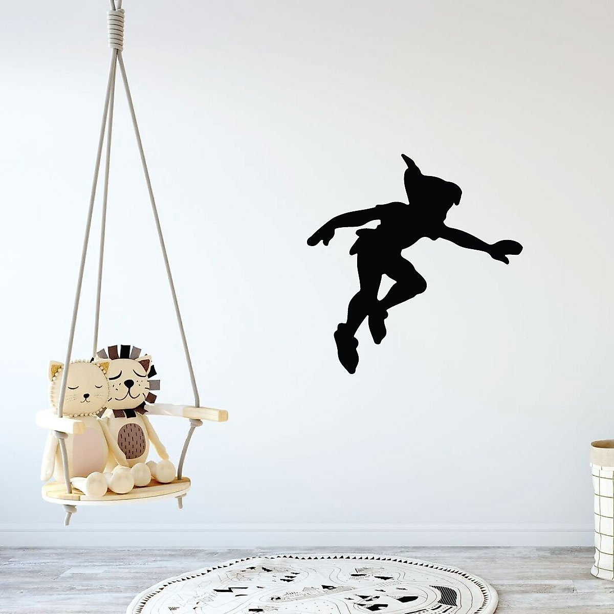 Peter Pan Wall Decal - Shadow - Disney Vinyl Sticker Silhouette for Kid's Playroom, Bedroom Decoration or Nursery Decor