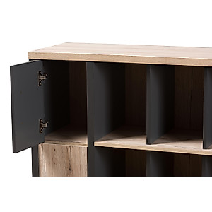 Baxton Studio Panni Modern Study Desk with Built-in Shelving Unit, gray