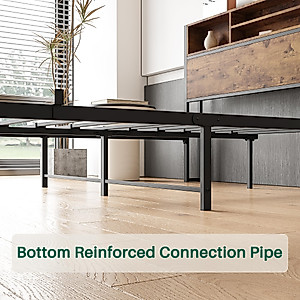 Crocofair Bed Frame Full Size with Bookcase Headboard/USB Charging Station,Metal Platform Bed, Mattress Foundation,No Box Spring Needed,Noise-Free,Black & Rustic Brown