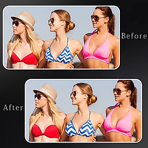 Honoson 2 Pairs Breathable Silicone Bra Inserts Waterproof Reusable Bra Inserts Breast Enhancers for Bra Swimsuit Sports Bra (Round and Semicircular Shape)