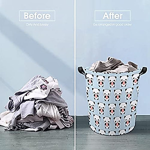 Cute Panda Heart Large Laundry Basket Hamper Bag Washing with Handles for College Dorm Portable