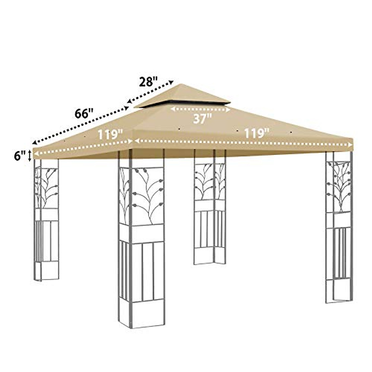 BenefitUSA Replacement Canopy Top Cover for 10'X10' Gazebo Polyester Double Tiers for Outdoor Garden Patio Pavilion Sunshade (Beige)