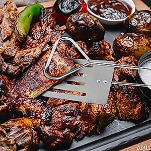 Long Barbeque Grill Tongs Spatula - Utensil Set Portable Grill Tongs for Cooking Gripper Kitchen Spatula Stainless Steel Hamburger Spatula - Barbecue Grill Tong Spatula Set Flat Top Grill Accessories