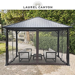 LAUREL CANYON 10 Ft. x 10 Ft. Galvanized Steel Hardtop Gazebo with Mosquito Netting