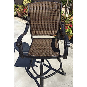 Patio Bar Stool Set of 4 Swivel Outdoor Santa Clara Cast Aluminum Furniture Dark Bronze