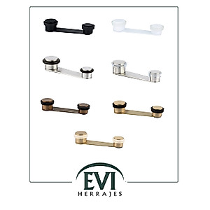 Rotating Retainer Door Stop | Adhesive Fixing or with Screw + Plug | For Door Up to 50 mm Thickness | Black Rubber | Antique Leather Finish | EVI Hardware