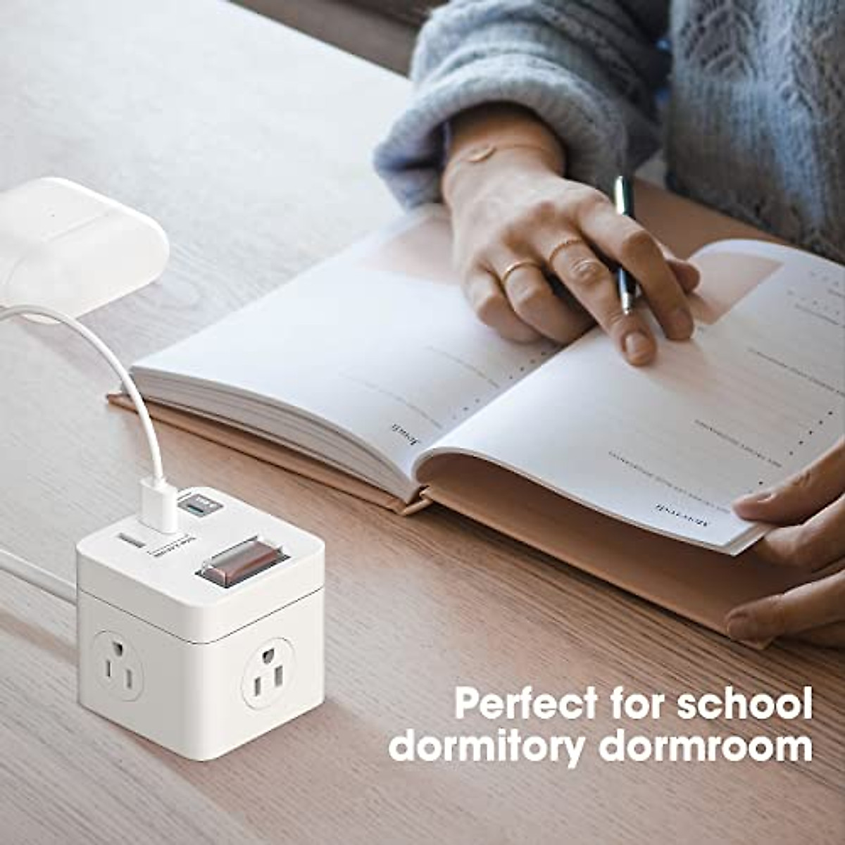 Compact Power Strip Cube with USB C for Travel & Outdoor