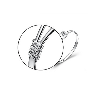 Topbuti 925 Sterling Silver Bracelet Plated Cuff Bangle Bracelet Fashionable Flower Pattern Chain Bracelet Gift for Woman, Valentine's Day Mother's Day 7.7 Dia