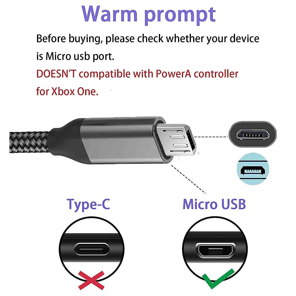 Micro USB Charger Cable 6FT 3Pack Android Charging Cord for PS4,Xbox One Controller,Amazon Echo Dot,Kindle Fire eReaders,Cameras,Samsung Galaxy S7 Edge J7 J5 Tab S2,Note 5,LG G4 G3L K40,Moto E6 E5 G4
