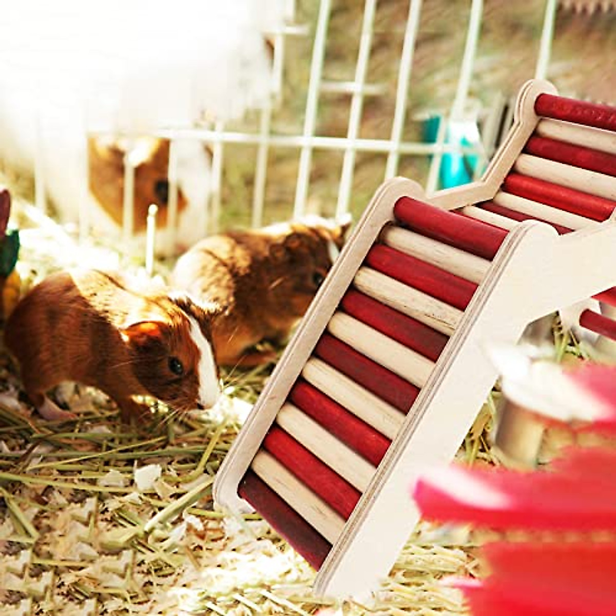 PATKAW Hamster Hideout, 1 Pc Wooden Hamster Ladder Hamster Tunnel Guinea Pig Hideout Toys Hamster Chew Toys Hamster Cage Accessories for Hamsters, Ferrets- 9.04X6.29inch