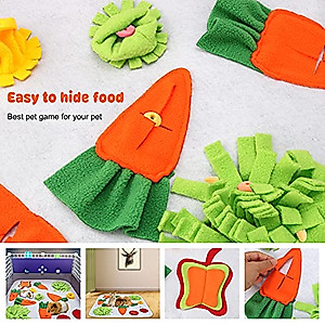 GINDOOR 24" x 24" Rabbit Foraging Mat, Interactive Feed Game for Boredom, Polar Fleece Pet Snuffle Pad Bed Treat Dispenser for Rabbits Bunny Guinea Pigs Chinchillas Ferrets