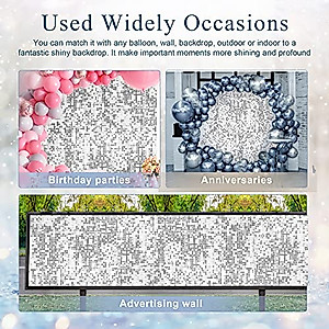Ayfjovs 36 PCS Silver Shimmer Wall Backdrop Panels, Square Sequin Wall Backdrop Shimmer Photo Backdrops for Birthday Decoration, Graduation, Wedding, Anniversary Party Supplies
