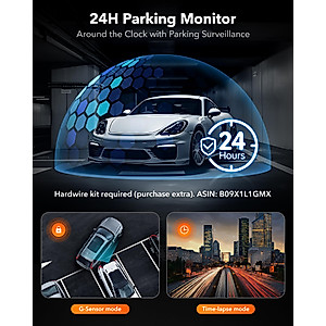 【G910 + TypeC Hardwire Kit】 WOLFBOX G910 Mirror Dash Cam with Pedestrian Detection & USB C Hardwire Kit
