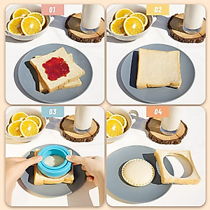 8PCS Sandwich Cutter and Sealer Set, Bread Sandwich Decruster, Uncrustables Maker, Pancake Maker DIY Cookie Cutters for Kids, Great for Lunchbox and Bento Box, Round Heart Star Mickey Press Mold