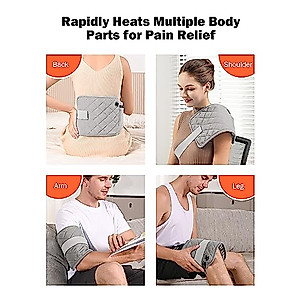 Cordless Heating Pad, Portable and Rechargeable for Back Pain, Neck and Shoulders and Cramps, Ultra-Soft 9.8" x 15.7" with Adjustable Strap, 3 Heat Settings & Fast Heating, w/ 5000mAh Battery - Gray