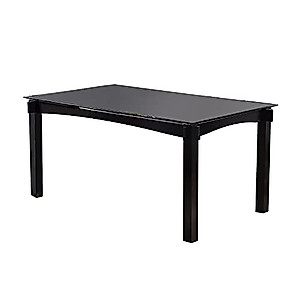 Pilaster Designs Indoor Home Decorative Furniture Eugene 47" Rectangular Dining Table, Cappuccino Wood & Beveled Glass Top