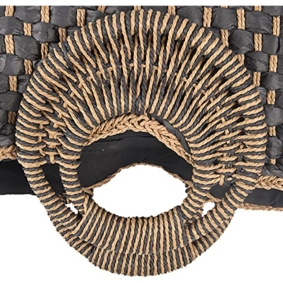 QZUnique Hand-woven Straw Bag Women Summer Beach Handbag Casual Satchel Retro Top Handle Tote Clutch