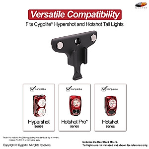 Cygolite Tail Light Rack Mount - for Hypershot, Hotshot Pro, and Hotshot Series Bicycle Taillights with Hard Mounts (Genuine Mount) Small