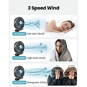 Gaiatop USB Desk Fan, 3 Speeds Powerful Portable Fan, 5.5 Inch Quiet Cooling Mini Fan, 90° Rotate Small Table Fan with 5ft Cable Personal Fan for Desktop Home Office Travel Black