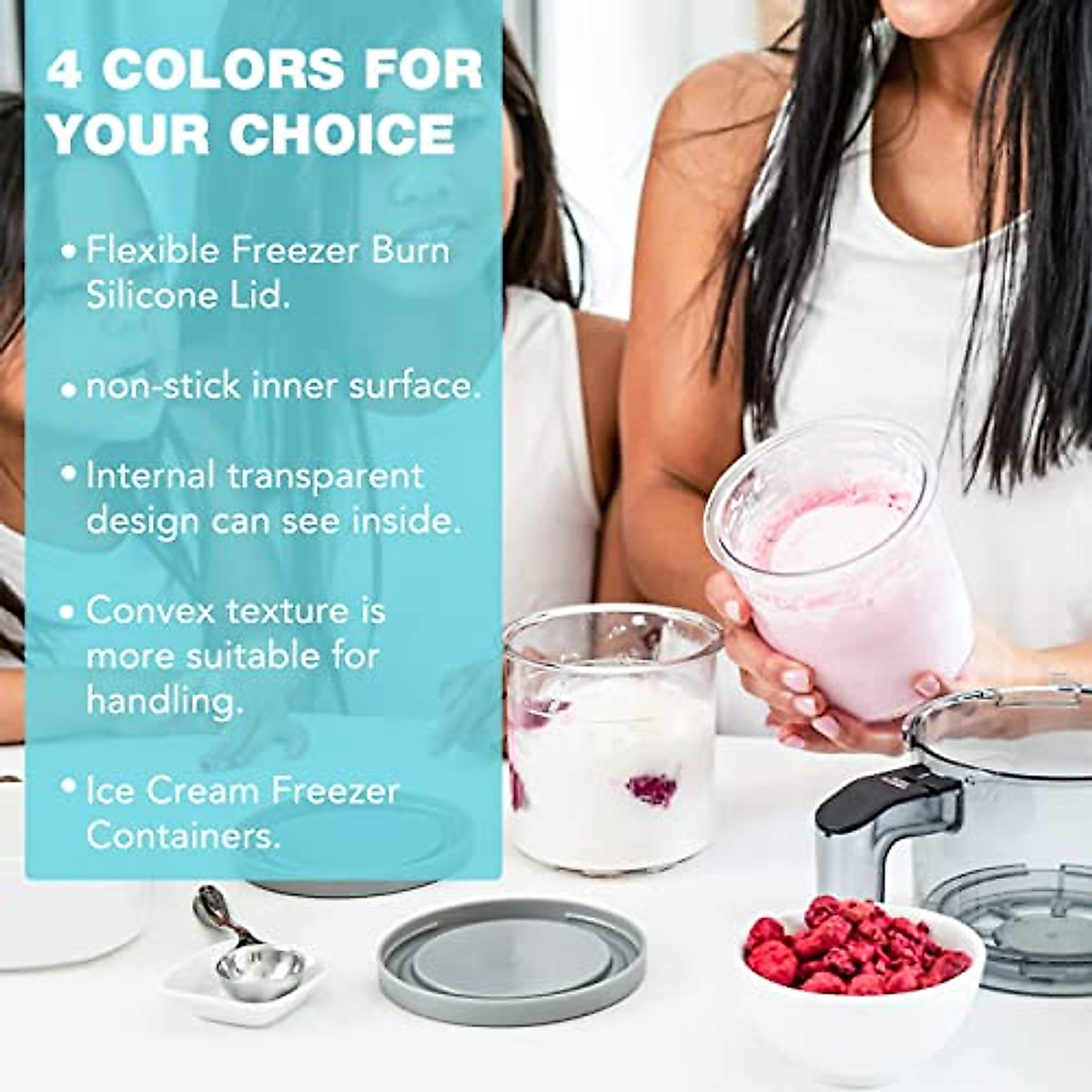 LP 4 Pcs Ice Cream Pints Containers and Lids, 16oz Cups Compatible with NC301 NC300 NC299AMZ Series Creami Ice Cream Makers, Creami Deluxe Pint Containers, BPA-Free, Dishwasher Safe