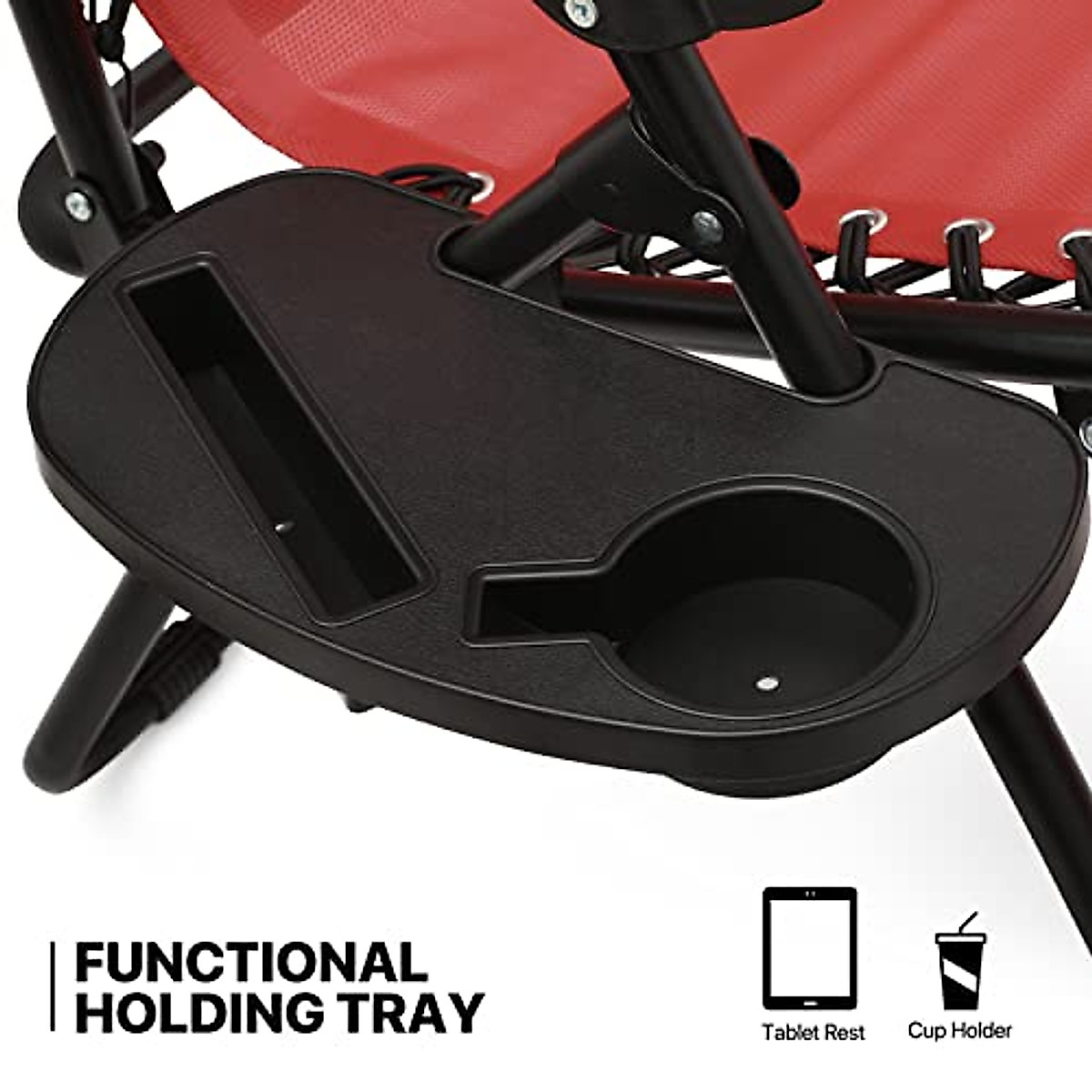 MoNiBloom 3PCS Leisure Chairs Table Set Outdoor Furniture Zero Gravity Chairs Recliner Adjustable Folding Lounger for Pool Patio Camping Yard Beach Vacation, 330lbs Capacity, Maroon