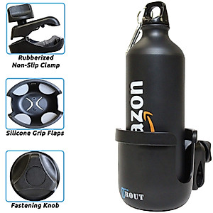 W4W Universal Stroller Cup Holder – Mega Strength Adjustable Clamp fits on Any Bike, Walker, Wheel Chair, Car – Large Adjustable Drink Holder fits Any Size Cup, Water Bottle, Can etc.