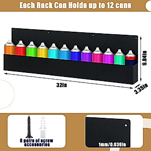 Menkxi 2 Pcs Aerosol Spray Can Rack Wall Mount 32 Inch Spray Can Holder Organizer Wide Metal Spray Paint Storage Bottle Holder Rack with Hardware for Garage and Workspac(32 Inch)