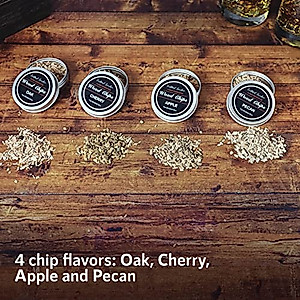 Cocktail Smoker Kit for Whiskey Old Fashion and Bourbon | with Torch 4 Flavors of Wood Chips Food Grade Torch Wooden Case