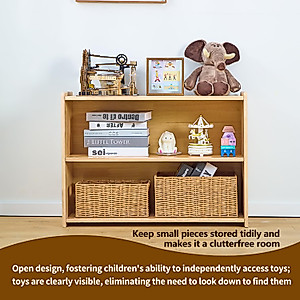 SHINITOY Kids' Bookcases 2 Section Montessori Shelf, Book Shelf for Kids Rooms, Montessori Shelf for Toys, Montessori Toy Storage, Montessori Toy Shelf, Book Shelf for Nursery