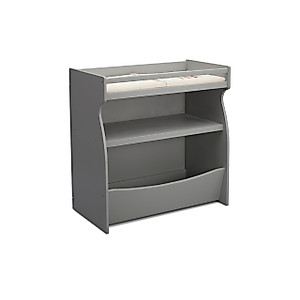 Delta Children 2-in-1 Changing Table and Storage Unit with Changing Pad, Grey
