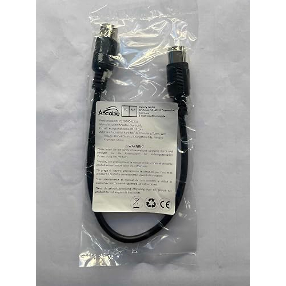 5 Din Midi Cable, Ancable 1-Feet 5 Pin Din Male to Male Plug Midi Cables with Molded Connector Housing Compatible with Piano Keyboard